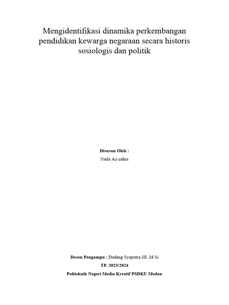 Dinamika Pendidikan Kewarganegaraan | PDF
