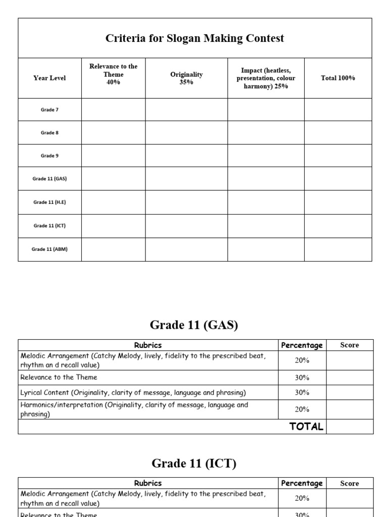 Criteria For Slogan and Jingle Making Contest | PDF