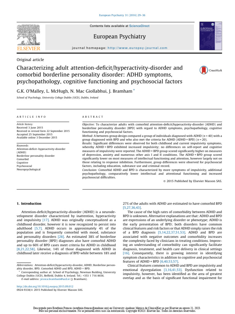 European Psychiatry: G.K. O'Malley, L. Mchugh, N. Mac Giollabhui, J ...