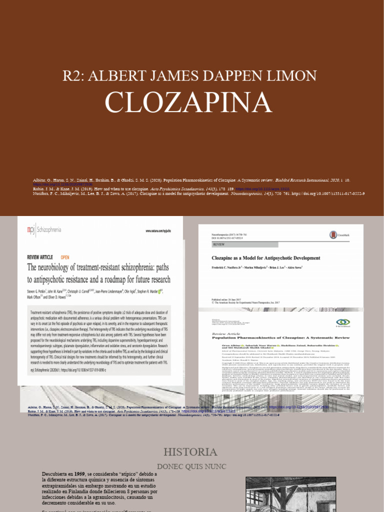 Clozapina Albert James Dappen Limón | PDF | Olanzapina | Medicina CLINICA