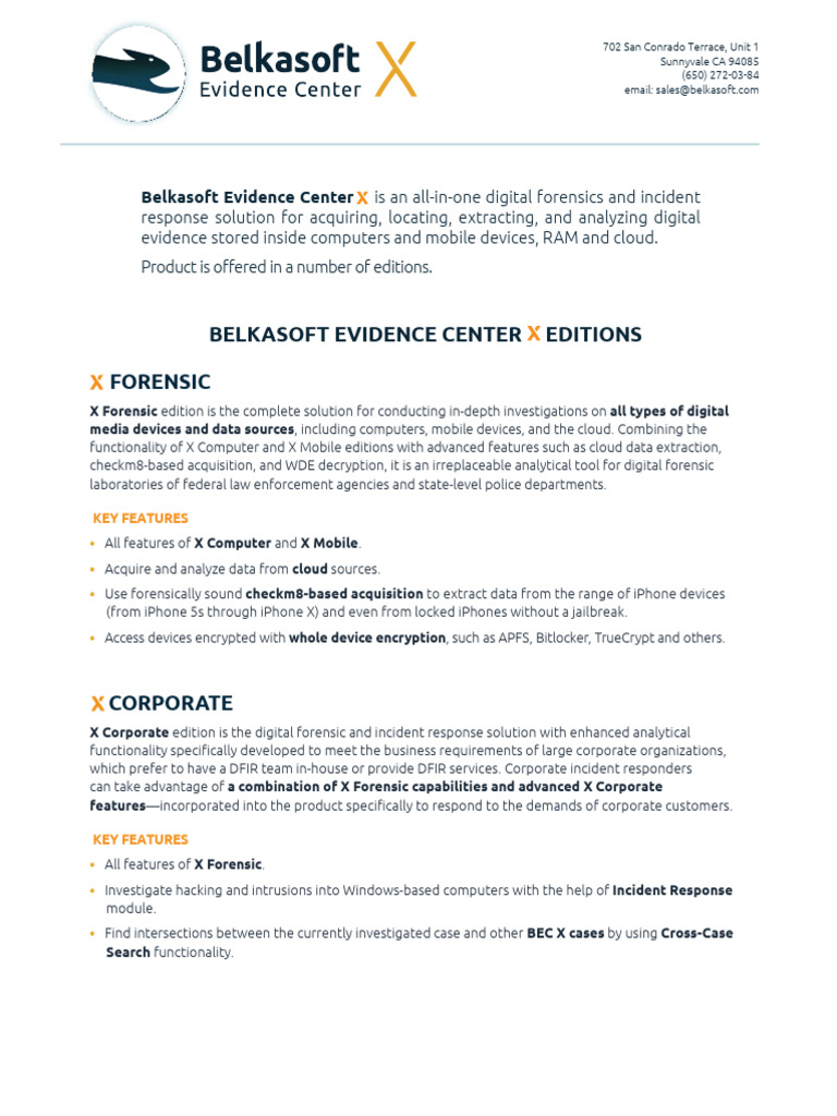 Belkasoft X - Editions Comparison Guide - EN | PDF