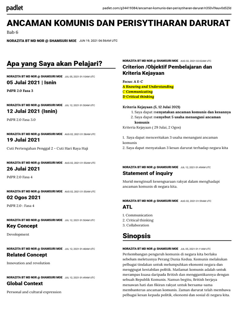 Padlet-Komunis Sejarah T4 | PDF