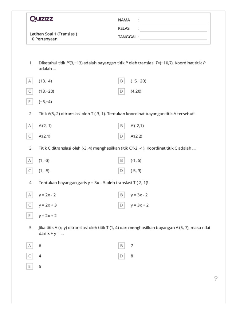 Latihan Soal 1 (Translasi) | PDF | Metode & Bahan Ajar