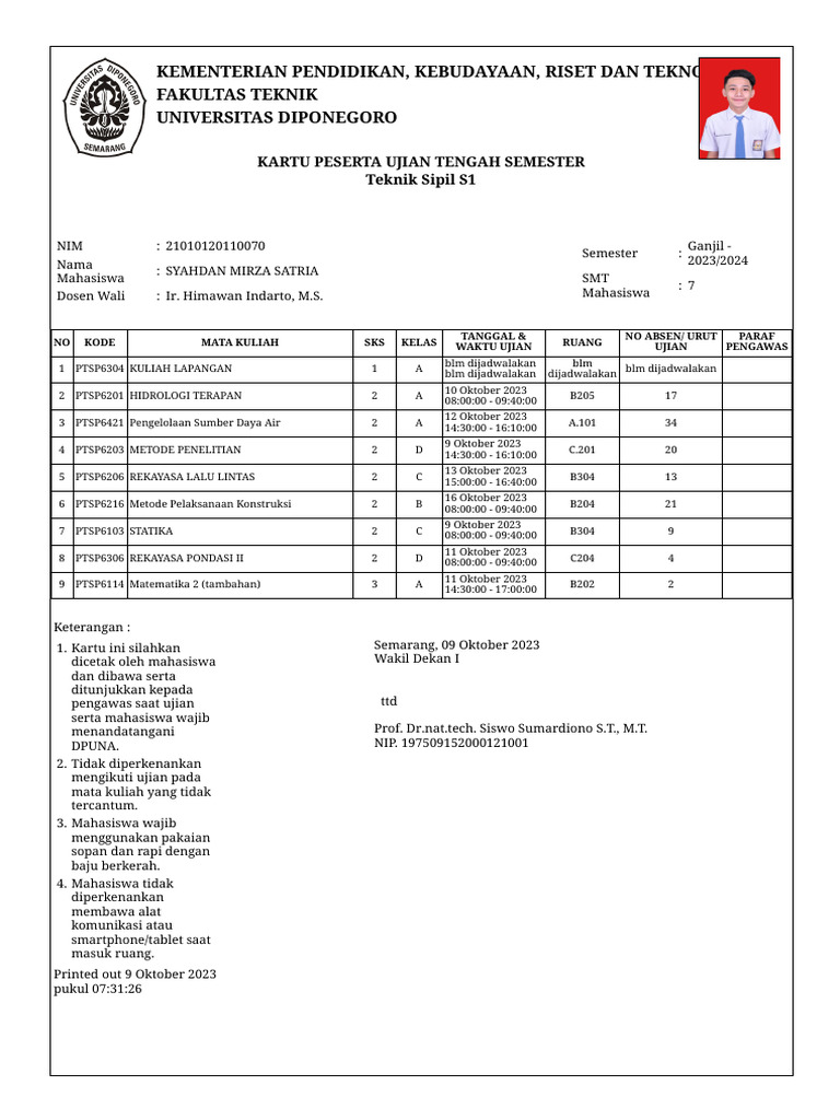 Print Kartu UTS | PDF
