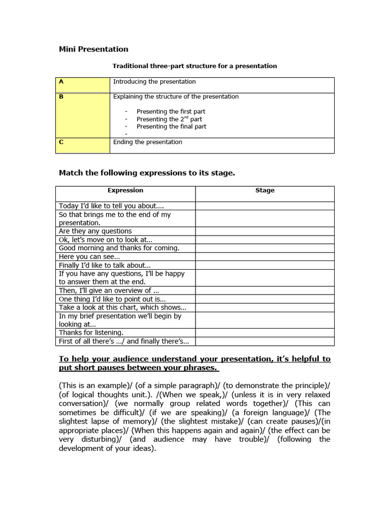 Mini Presentation | PDF | Career & Growth | Language Arts & Discipline