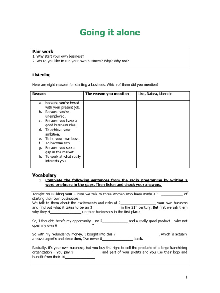 Going It Alone | PDF