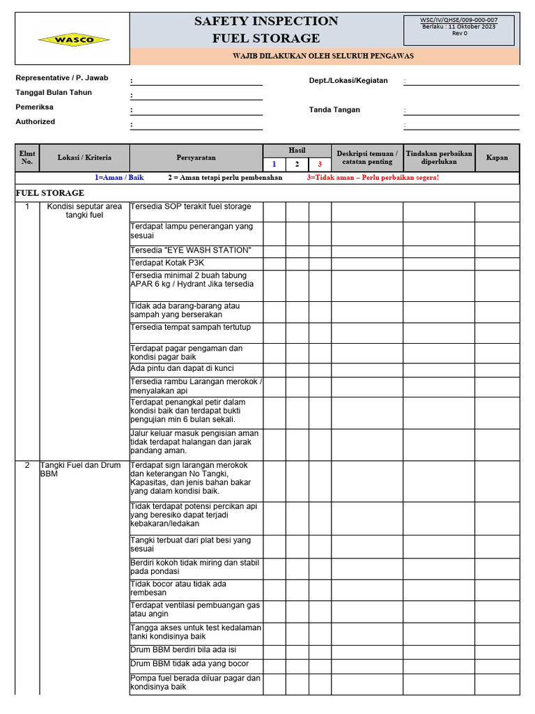 Inspeksi Fuel Storage | PDF