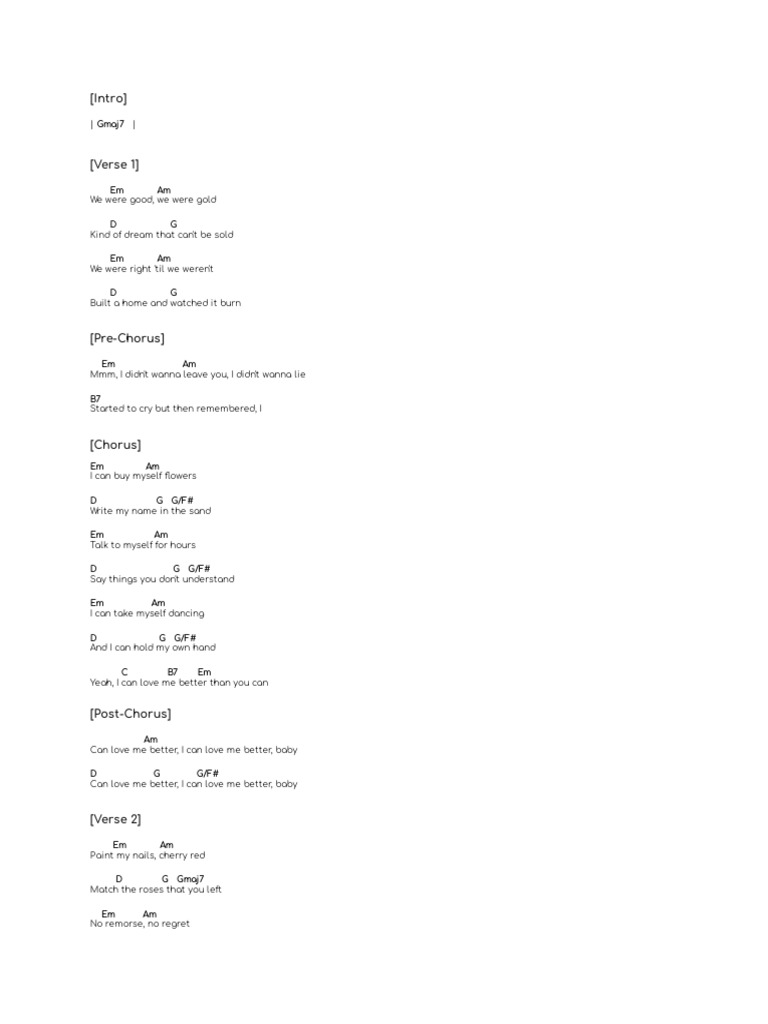 Flowers Guitar Chord | Download Free PDF | Song Structure | Singles