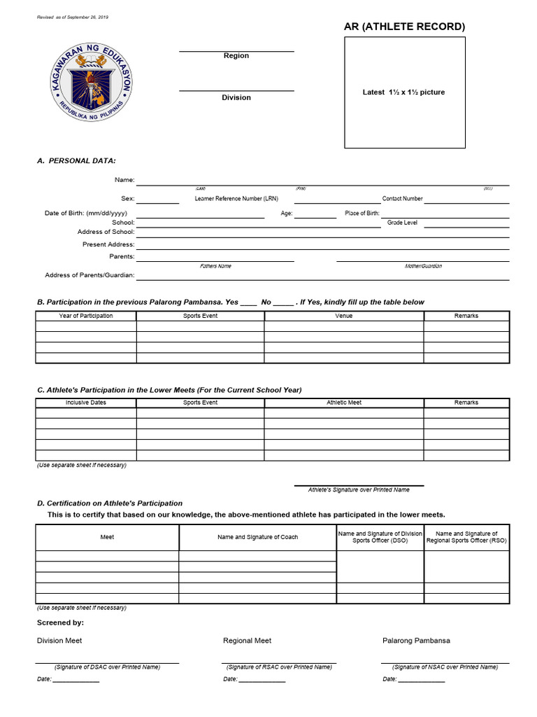 2020 Athlete Record | PDF