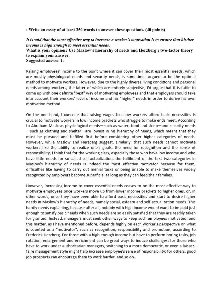 Essay Sample ESP111 | PDF | Motivation | Motivational