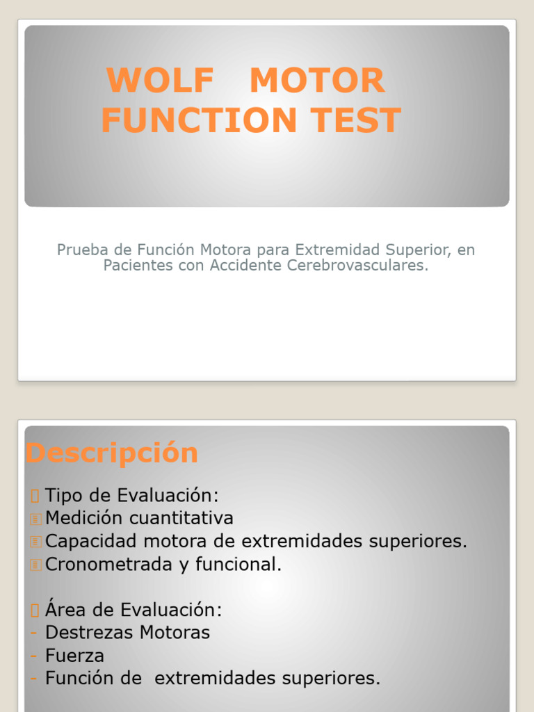 Wolf Motor Function Test | PDF