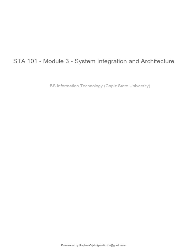STA 101 Module 3 System Integration and Architecture | PDF | Unified ...