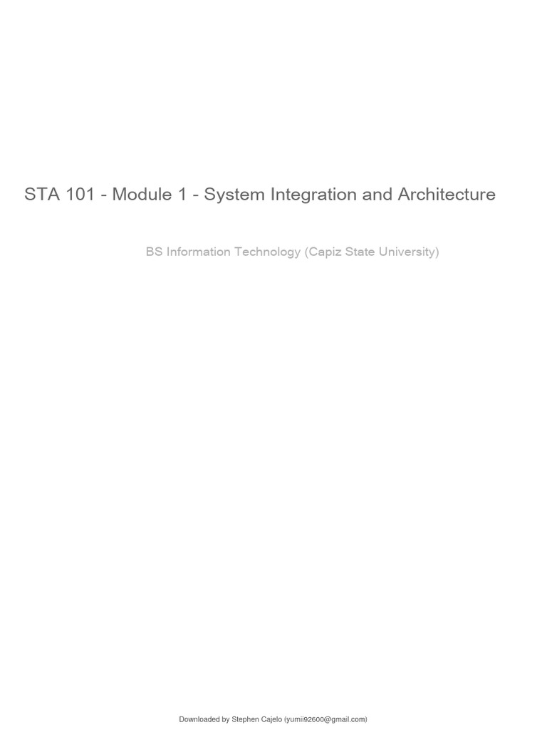 STA 101 Module 1 System Integration and Architecture | PDF | Cloud ...