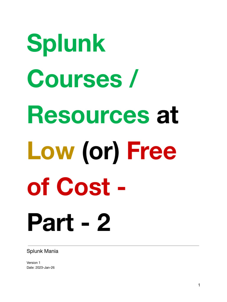Splunk Learning Resources at Low (Or) Free of Cost - Part-2 | PDF ...
