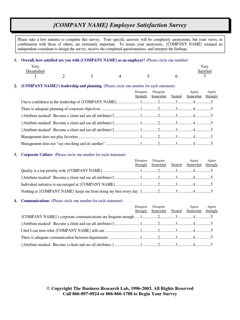 Employee Satisfaction Survey | PDF | Turnover (Employment) | Survey ...