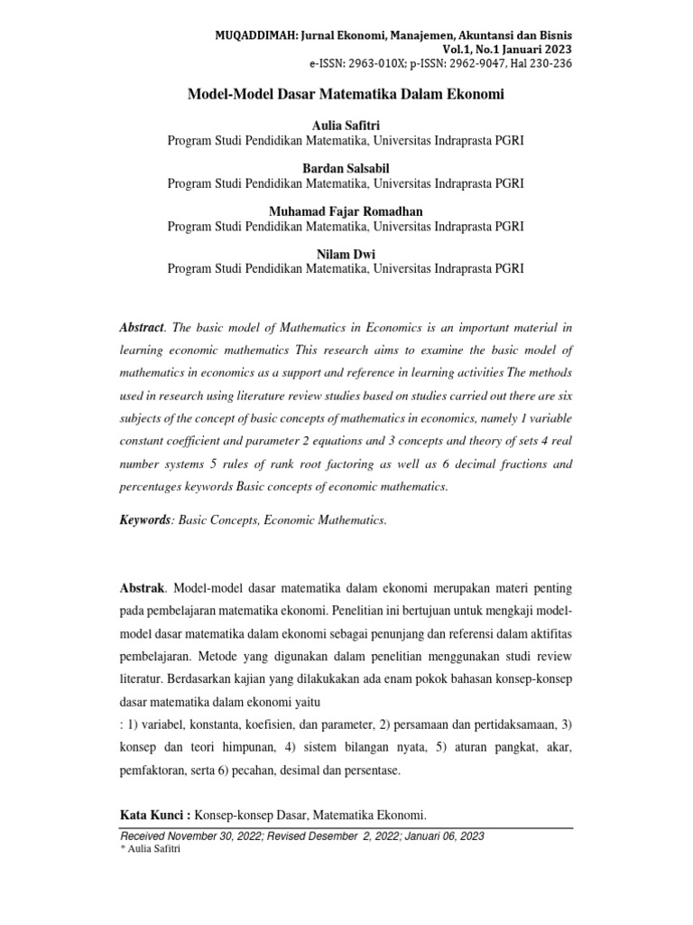 Muqaddimah Vol 1 No 1 Januari 2023 Hal 230-236 | PDF