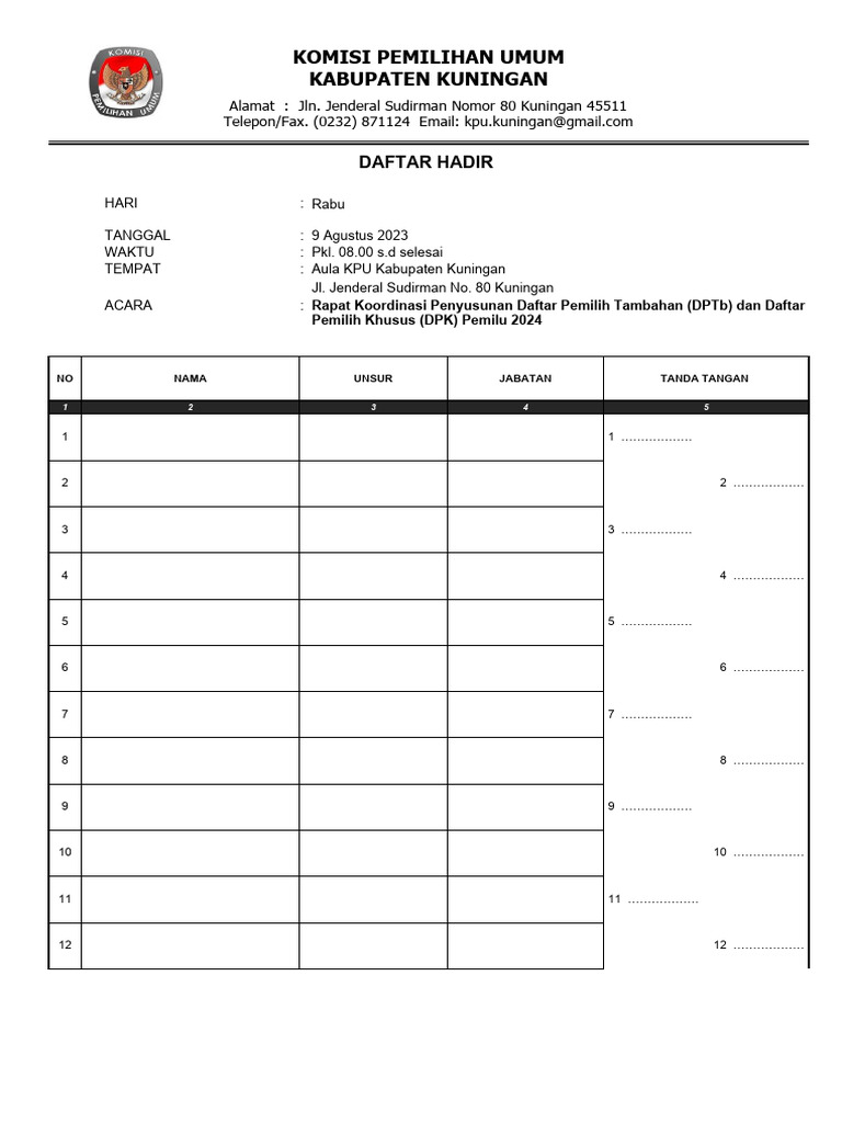 Daftar Hadir PPK | PDF