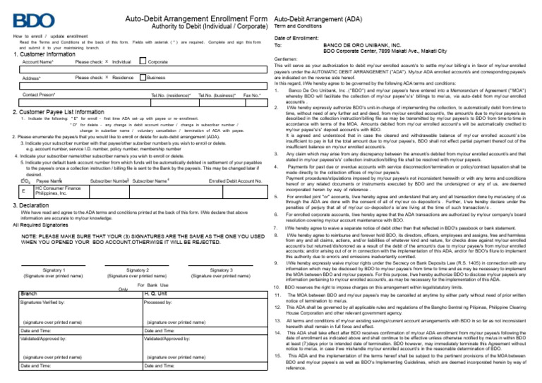 Ada Form Download | PDF | Payments | Business Law