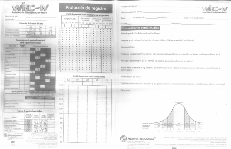 6.1B Protocolo Wisc IV | PDF
