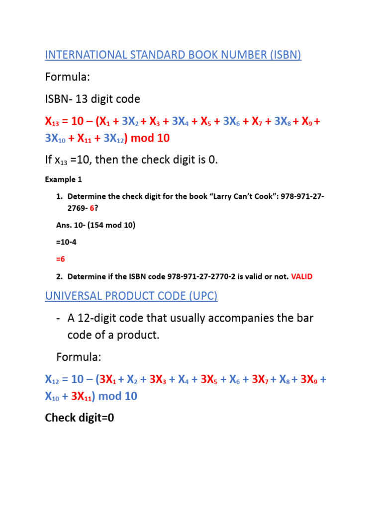 Isbn Upc Credit Cards Formula | PDF