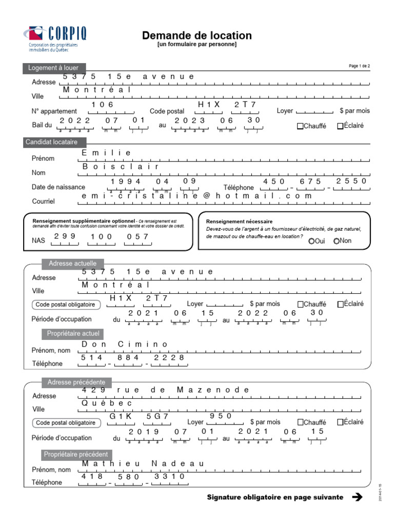 Demande de Location | PDF