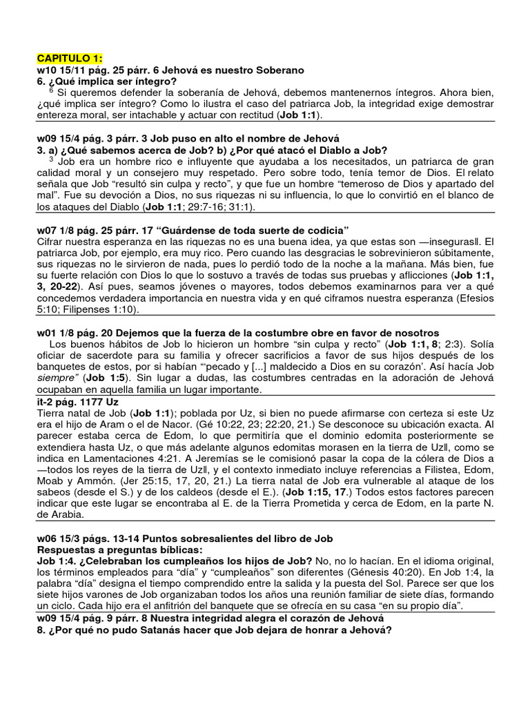 Recopilacion De Puntos De Job Capt 1 42 PDF Sat n Libro De Trabajo
