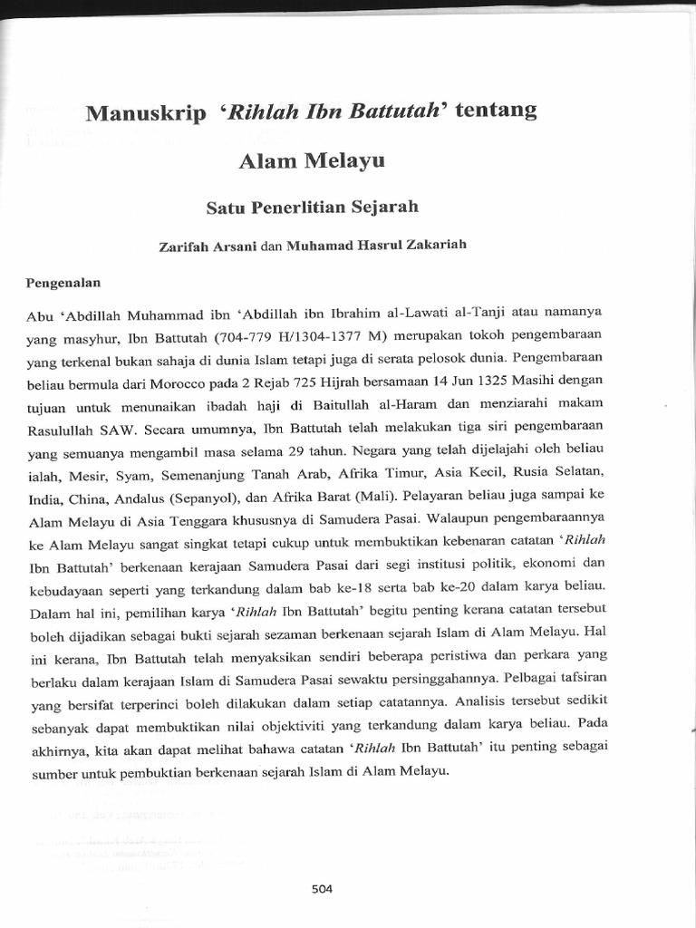 Rihlah Ibn Battutah di Alam Melayu | PDF