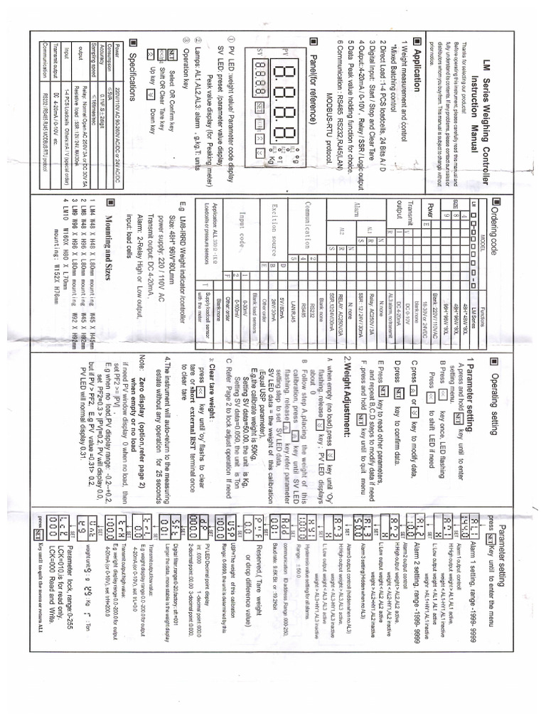 LM Weighing Controller | PDF
