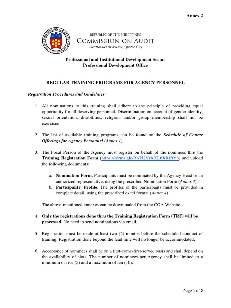 Nomination Procedures and Guidelines For Agency Personnel | PDF