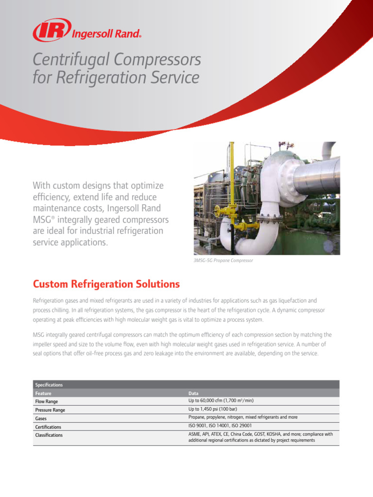Centrifugal Compressors For Refrigeration Pdf Gases Machines