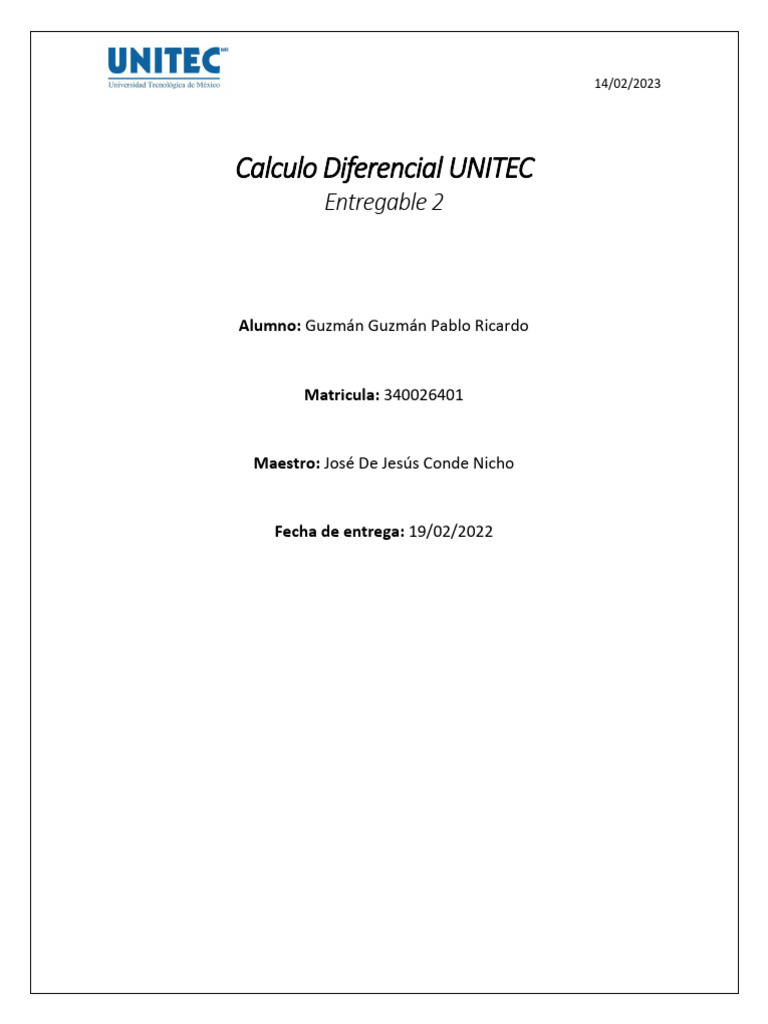 Entregable 2 Calculo Diferencial | PDF | Métodos y materiales de enseñanza