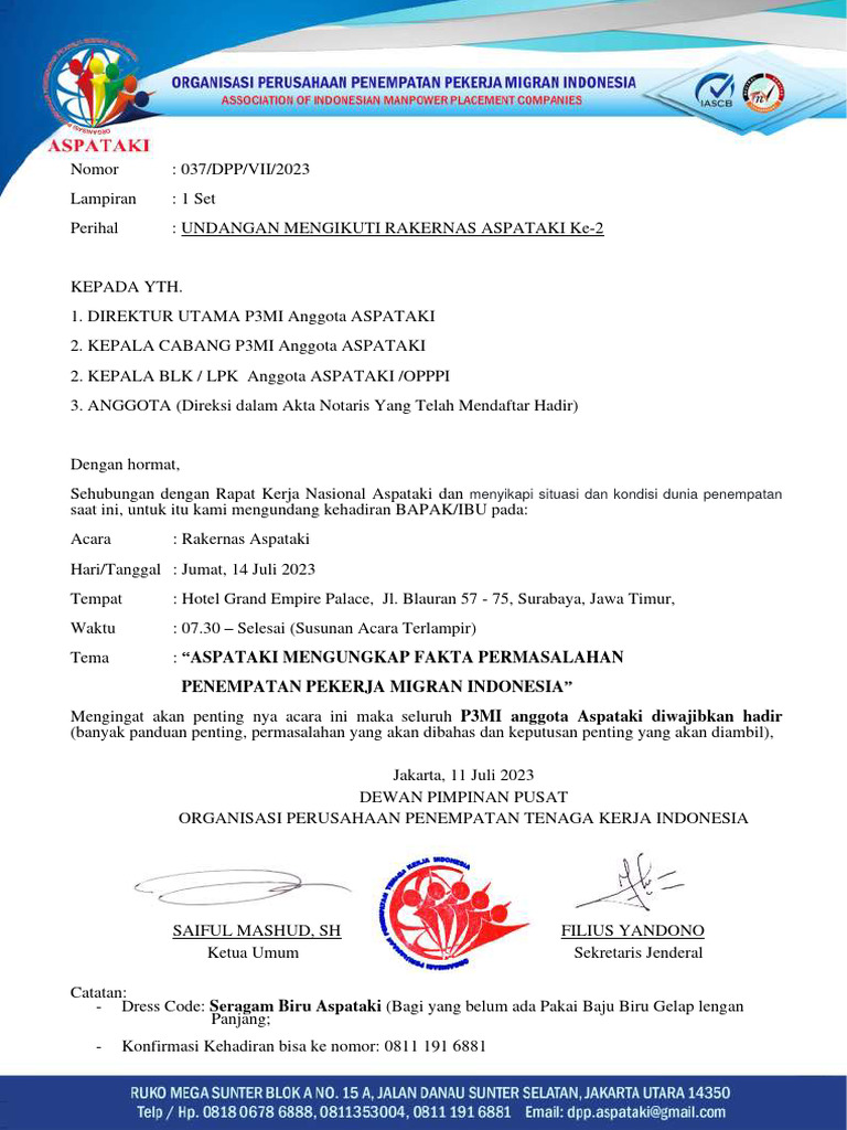 Undangan Rakernas 2023 N | PDF