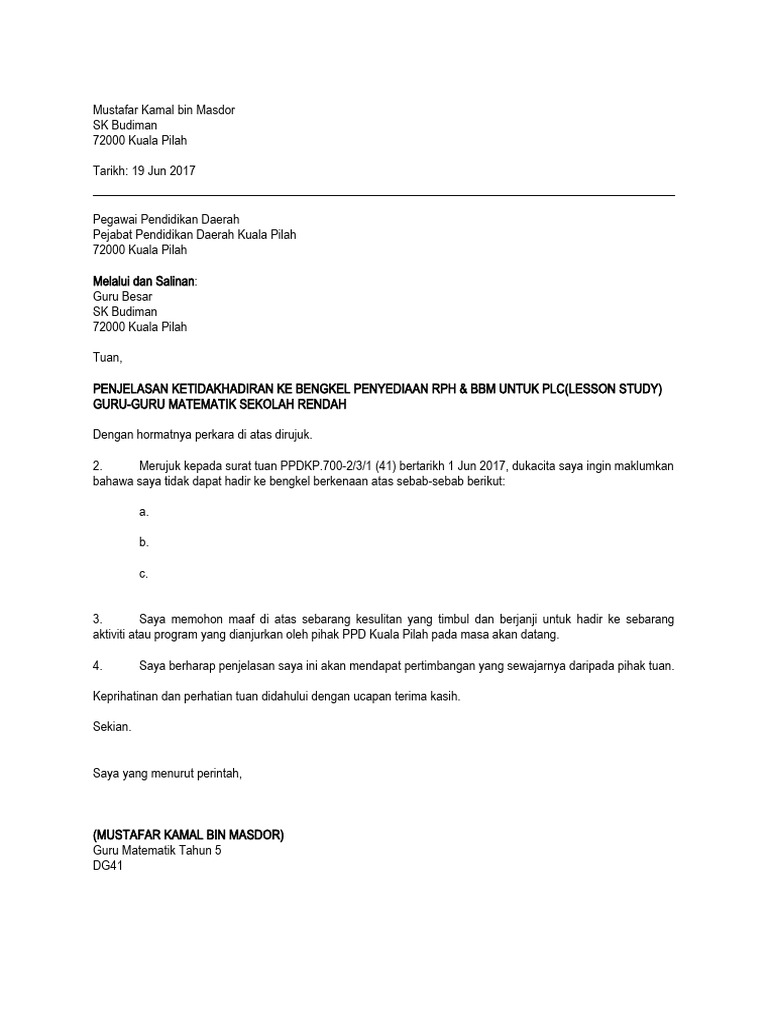 Format Surat Penjelasan | PDF