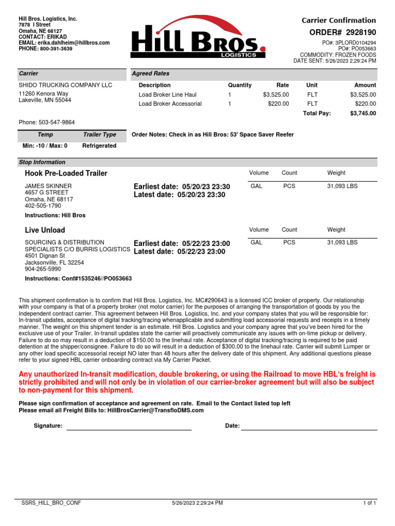 Load Confirmation 1265437 | PDF | Cargo | Logistics
