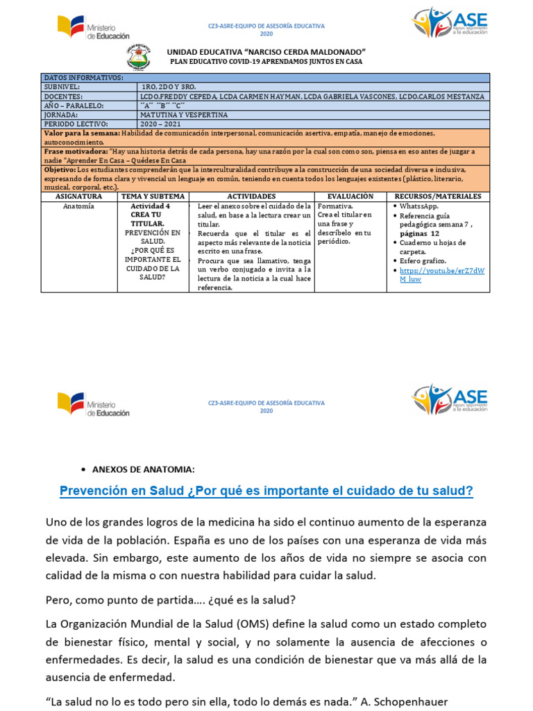 Anatomia Semana 7 | PDF | Cuidado de la salud | Ciencias de la Salud
