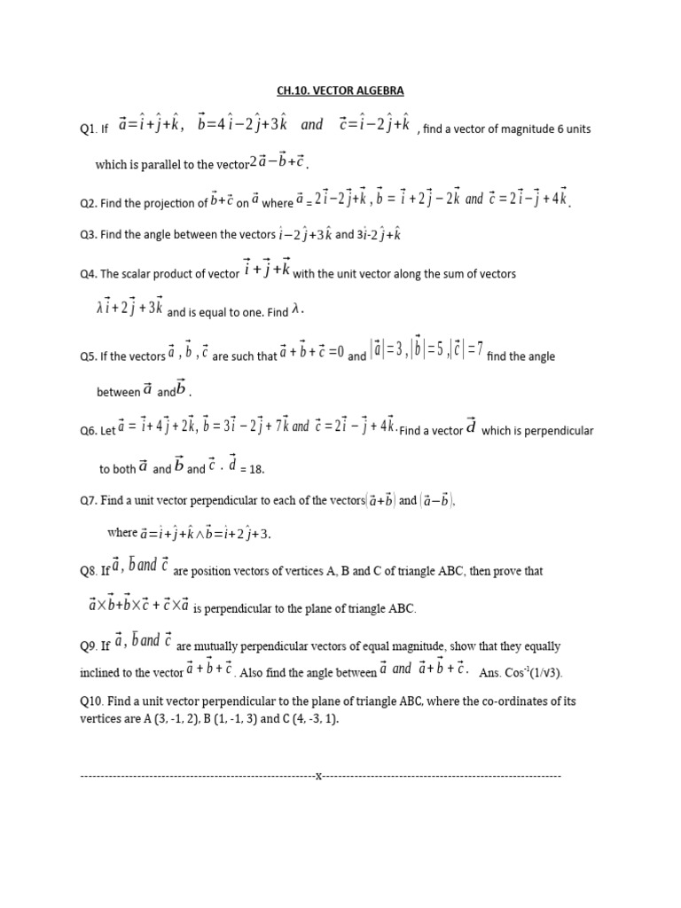 Vector Algebra | PDF