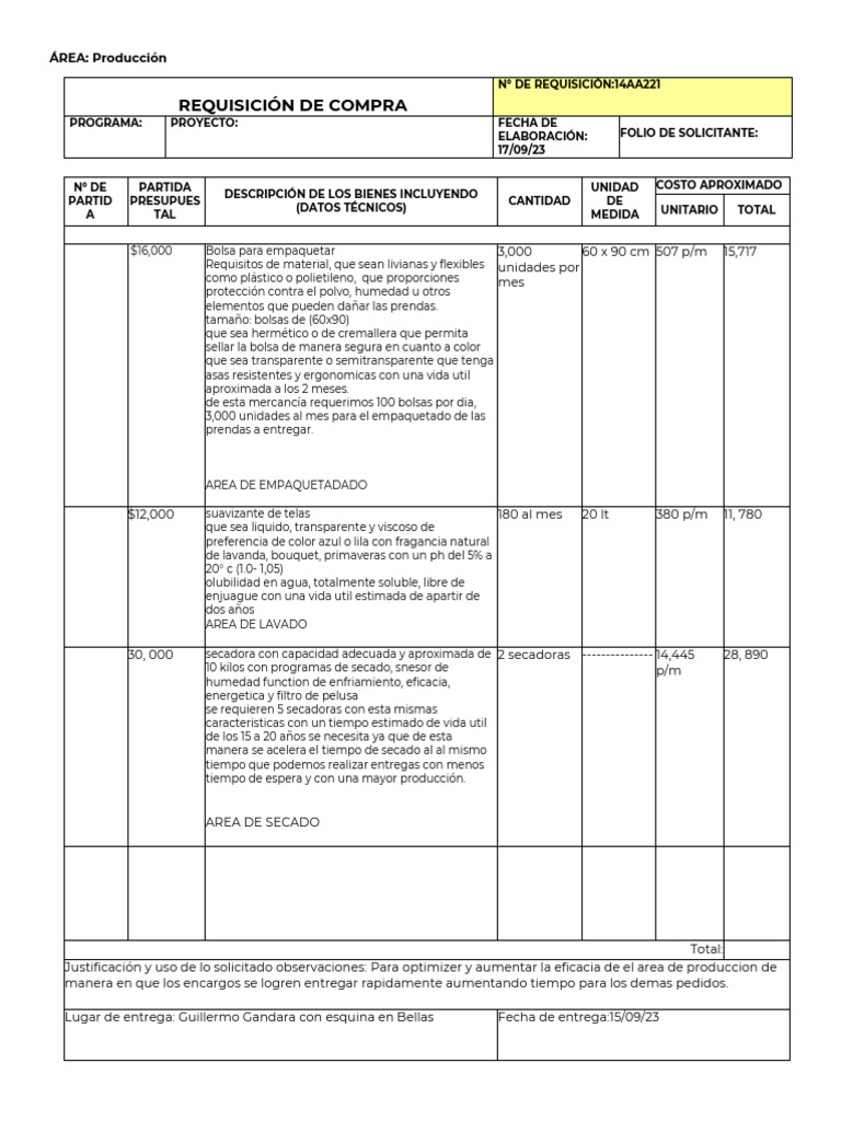 Requisición Ximena | PDF