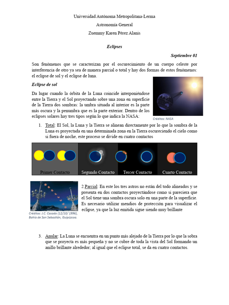 Eclipses (Reporte) | PDF | Luna | Eclipse solar