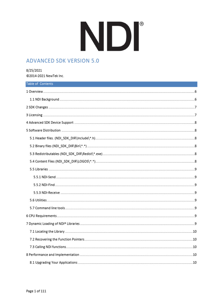 NDI Advanced SDK | PDF | Port (Computer Networking) | Library (Computing)