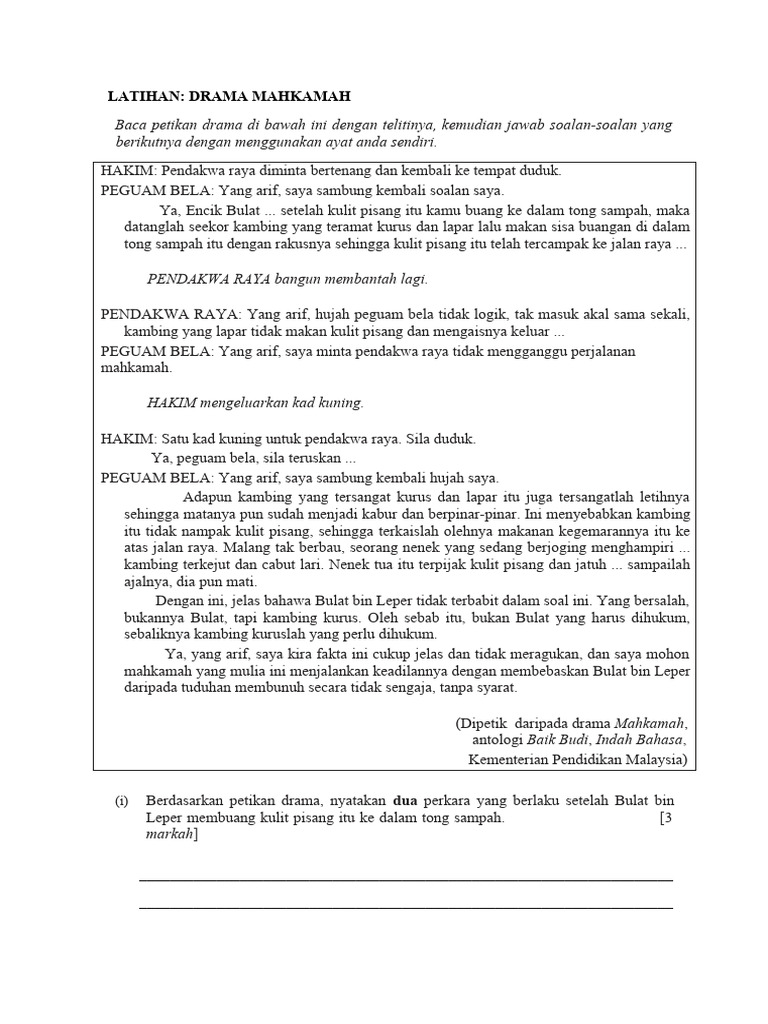 Latihan Drama Mahkamah | PDF | Game & Aktivitas | Fiksi Misteri, Thriller, & Kejahatan