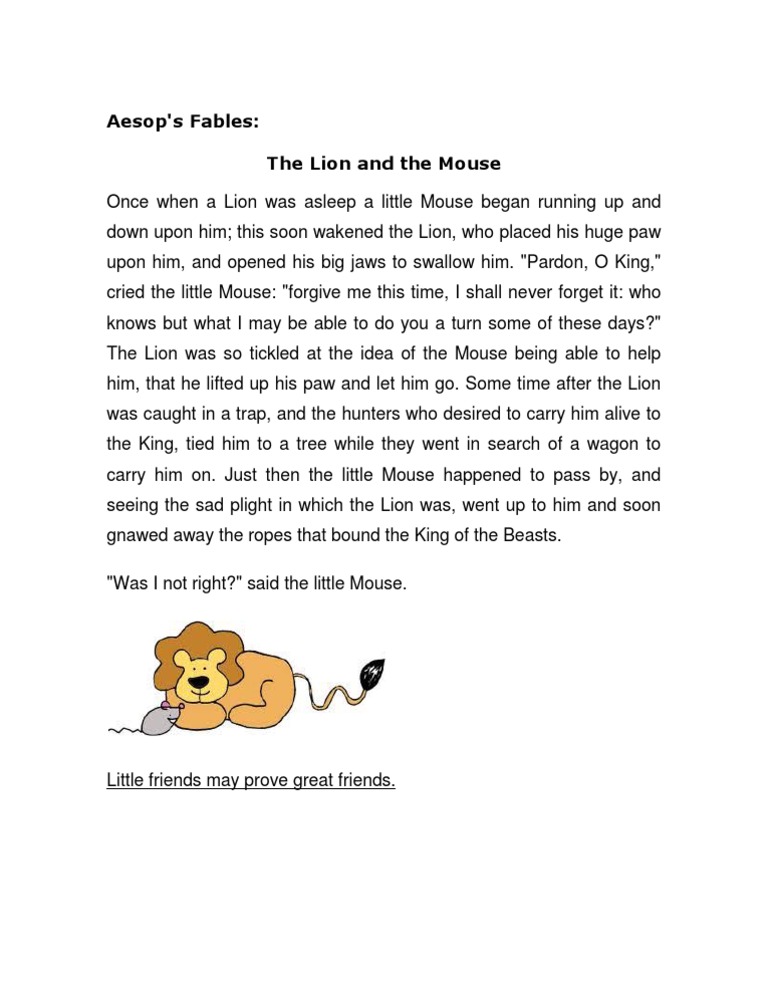 Aesop... The Lion and The Mouse | PDF