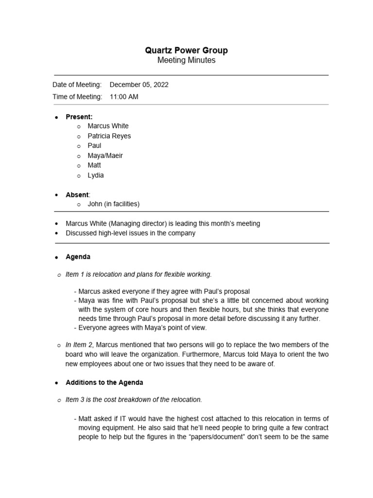 Meeting Minutes and Memo (PC) | PDF