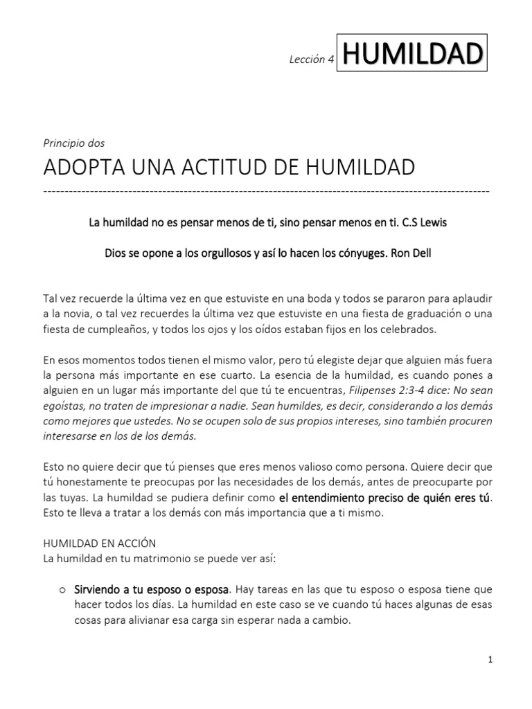 Lección 4 HUMILDAD | PDF