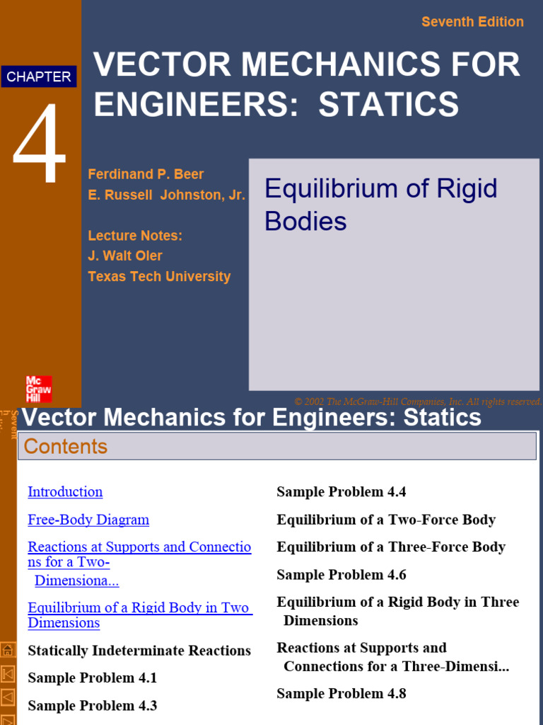 Chapt. 4 Equilibrium of Rigid Bodies | PDF | Force | Equations