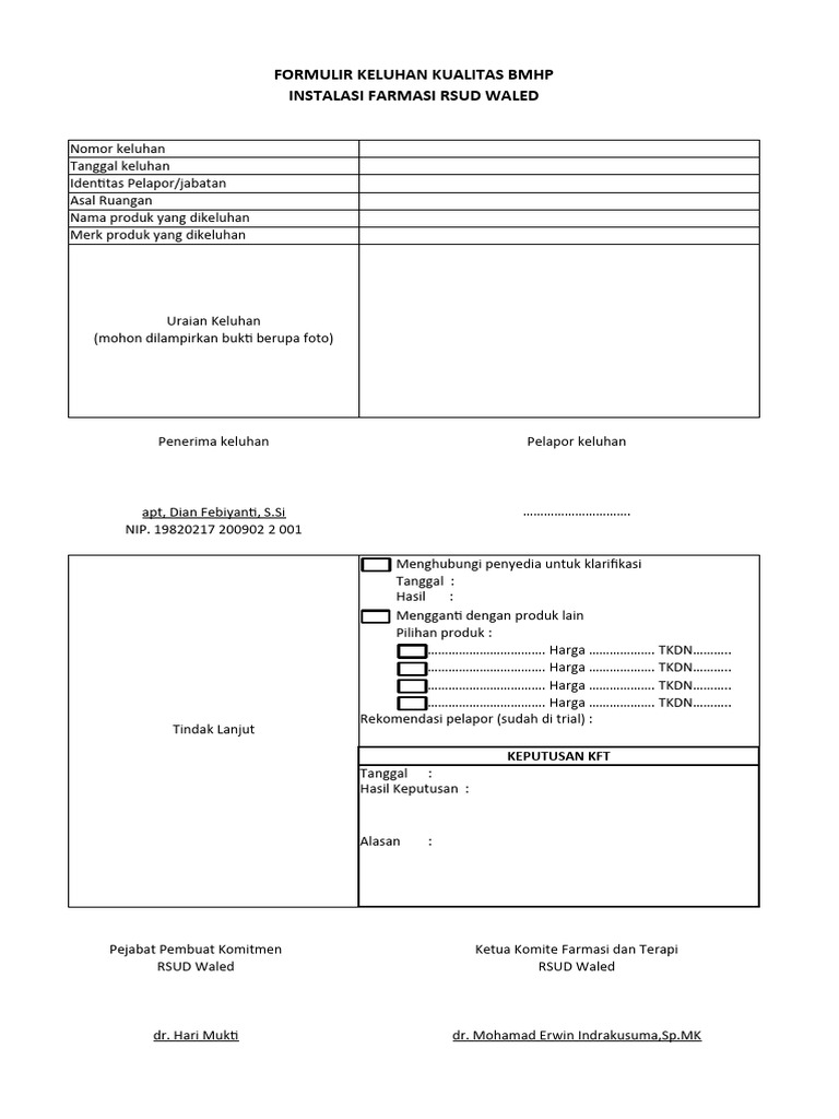 Form Komplain Baru | PDF