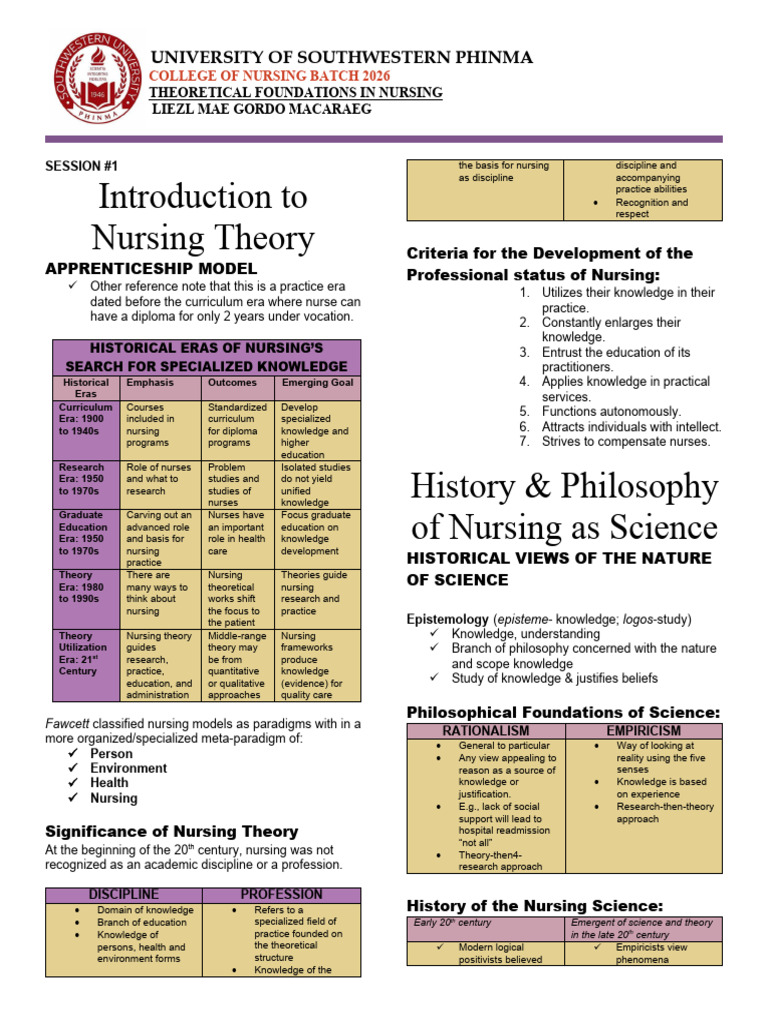 Theoretical Foundations in Nursing | PDF