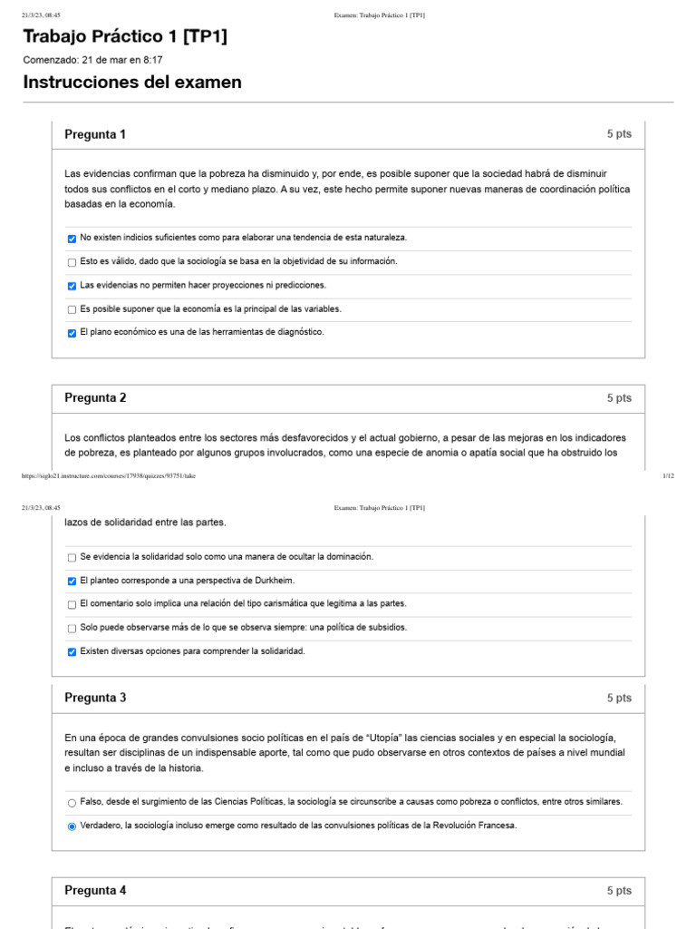 TP1 Sociología - 100% | PDF