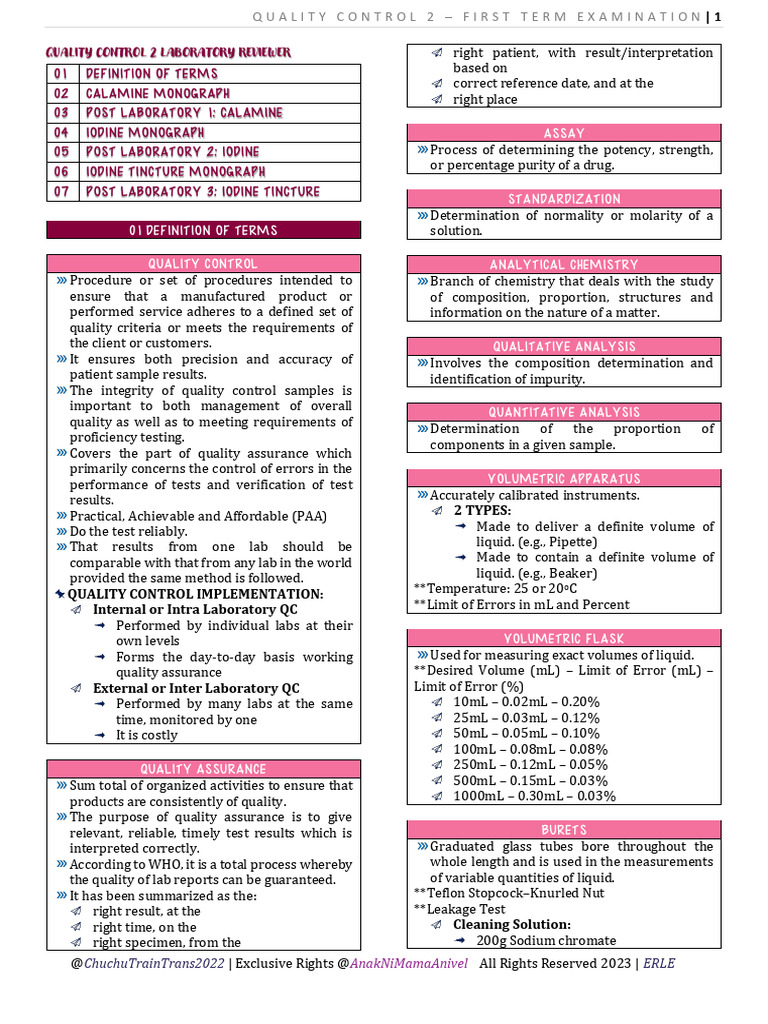 Qc 2 Lab Reviewer Pdf Iodine Thyroid