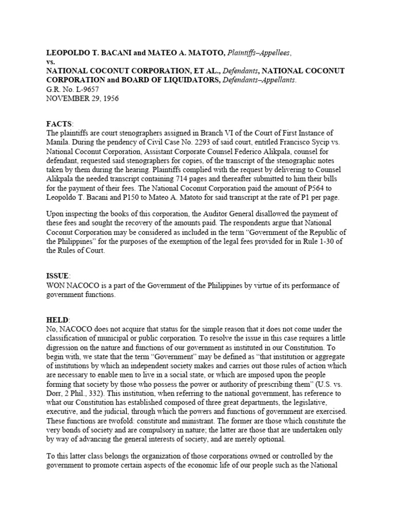 Nacoco Case Digest | PDF | Corporations | Corporate Law