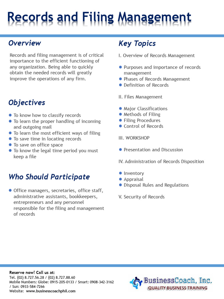 Effective Records Management Seminar | PDF | Banks | Deposit Account